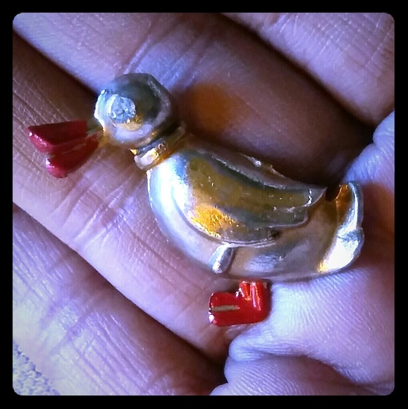 Jewelry | Vintage Gold Tone Enamel Duck Brooch | Poshmark
